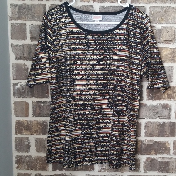 LuLaRoe | Tops | Lularoe Golden Abstract Striped Print Top | Poshmark